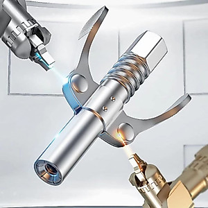 FACITE Grease Gun Coupler Grease Gun Tip Quick Lock and Release Lube Grease Gun Fittings Grease Nozzle Coupler Upgraded to 12000 Psi,Compatible with All Grease Guns 1/8" Npt