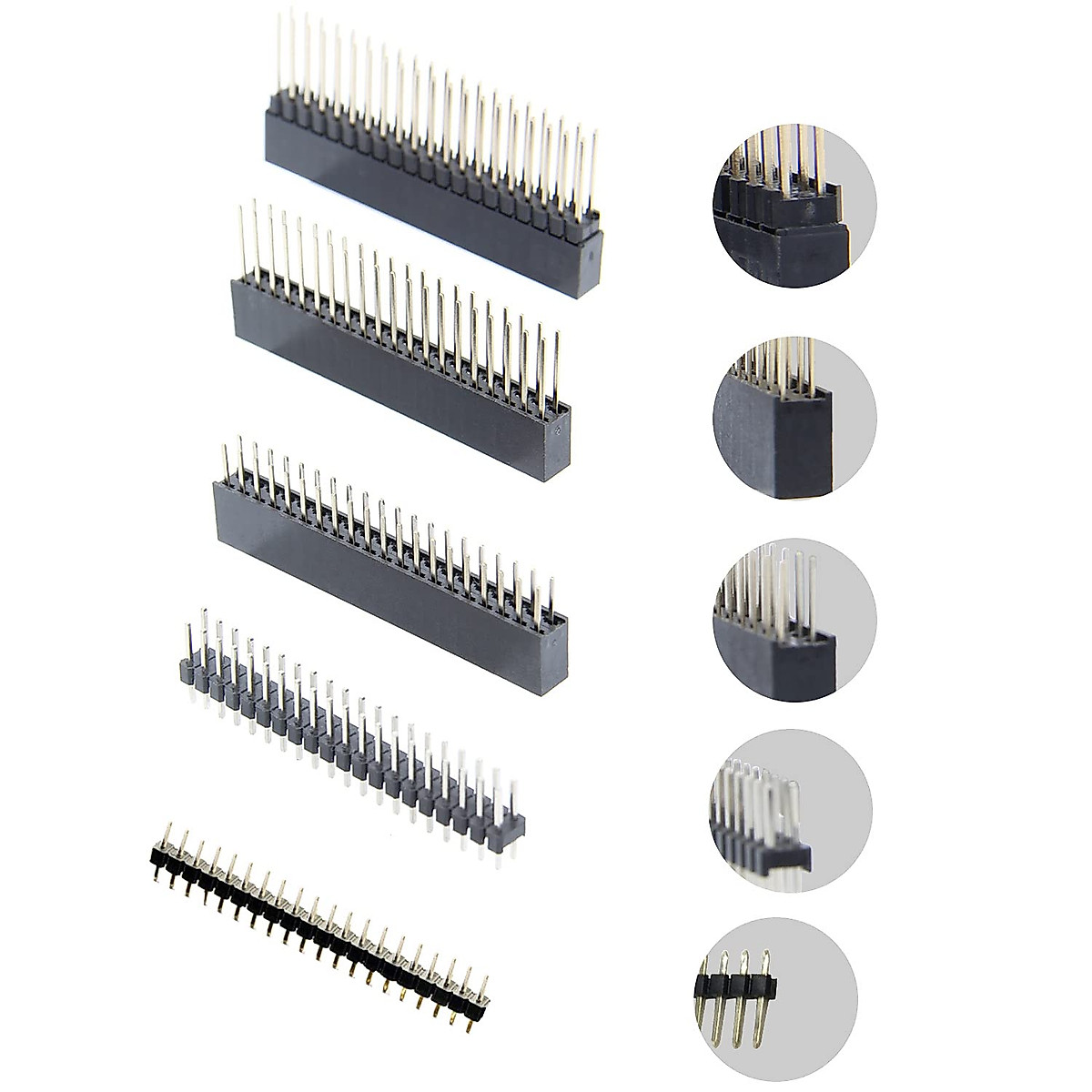 Geekworm 2x20 40 Pin Stacking Female Header Kit for Raspberry Pi 5/4B/3B+/3B/2B/B+/A+/Zero W/Zero 2 W(5 Specifications 10Pcs), Raspberry Pi GPIO Stacking Header/Extender, Raspberry Pi Pico Header Pack
