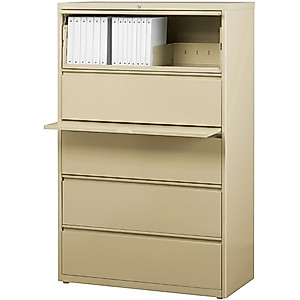 Lorell 5-Drawer Lateral File, 36 by 18-5/8 by 67-11/16-Inch, Putty