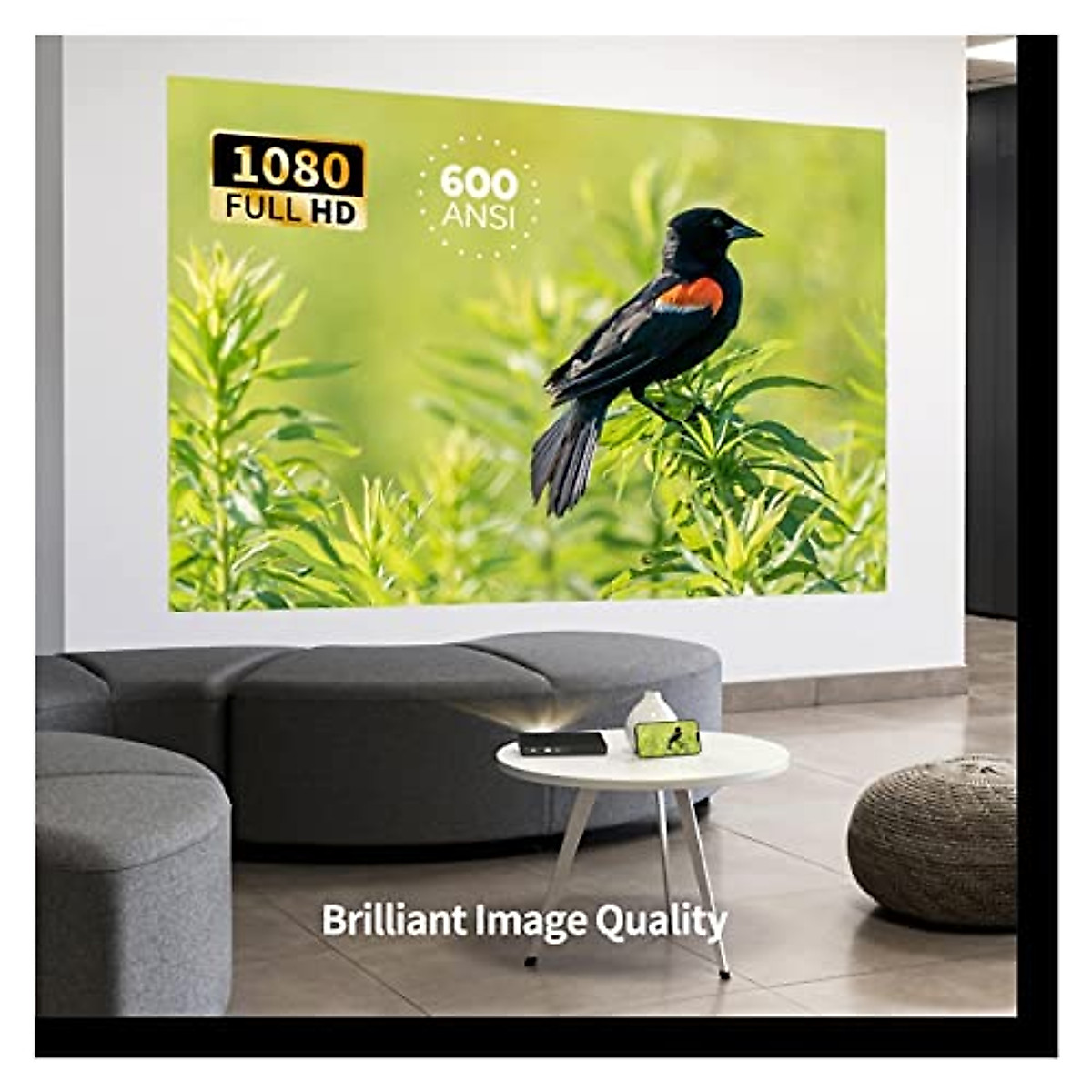 DINOY 1080P/4K Portable Laser Projector with WiFi & Built-in Battery