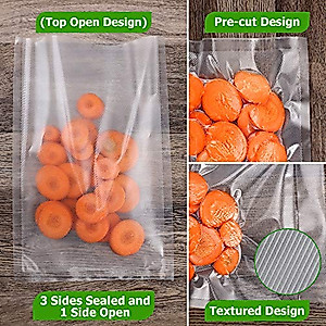 Entrige Vacuum Sealer Bags for Food, 8 X 12 Inches Pre-cut Vacuum Sealer Bags, BPA-Free Vacuum Food Storage Bags for Sous Vide Vac Seal, Commercial Grade, Embossed Seal A Meal Bags Rolls (100 Pcs)