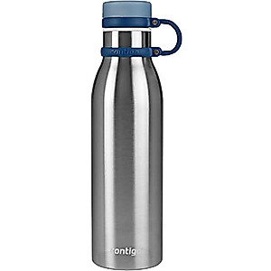 Contigo Matterhorn Vaccum Insulated Stainless Steel Water Bottle with Leak-Proof Chug Cap, Drinks Stay Cold up to 24 Hours or Hot up to 10 Hours, Fits Most Cup Holders, 20oz Steel/Monaco