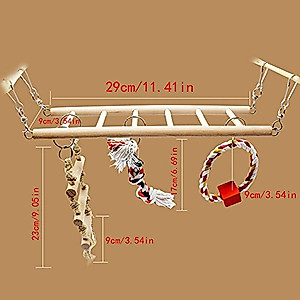 Parrot Wooden Bird Swing Parakeet Cage Hammock Hanging Toy for Small Parakeets Cockatiels Conures Macaws Parrots Love Birds Finches