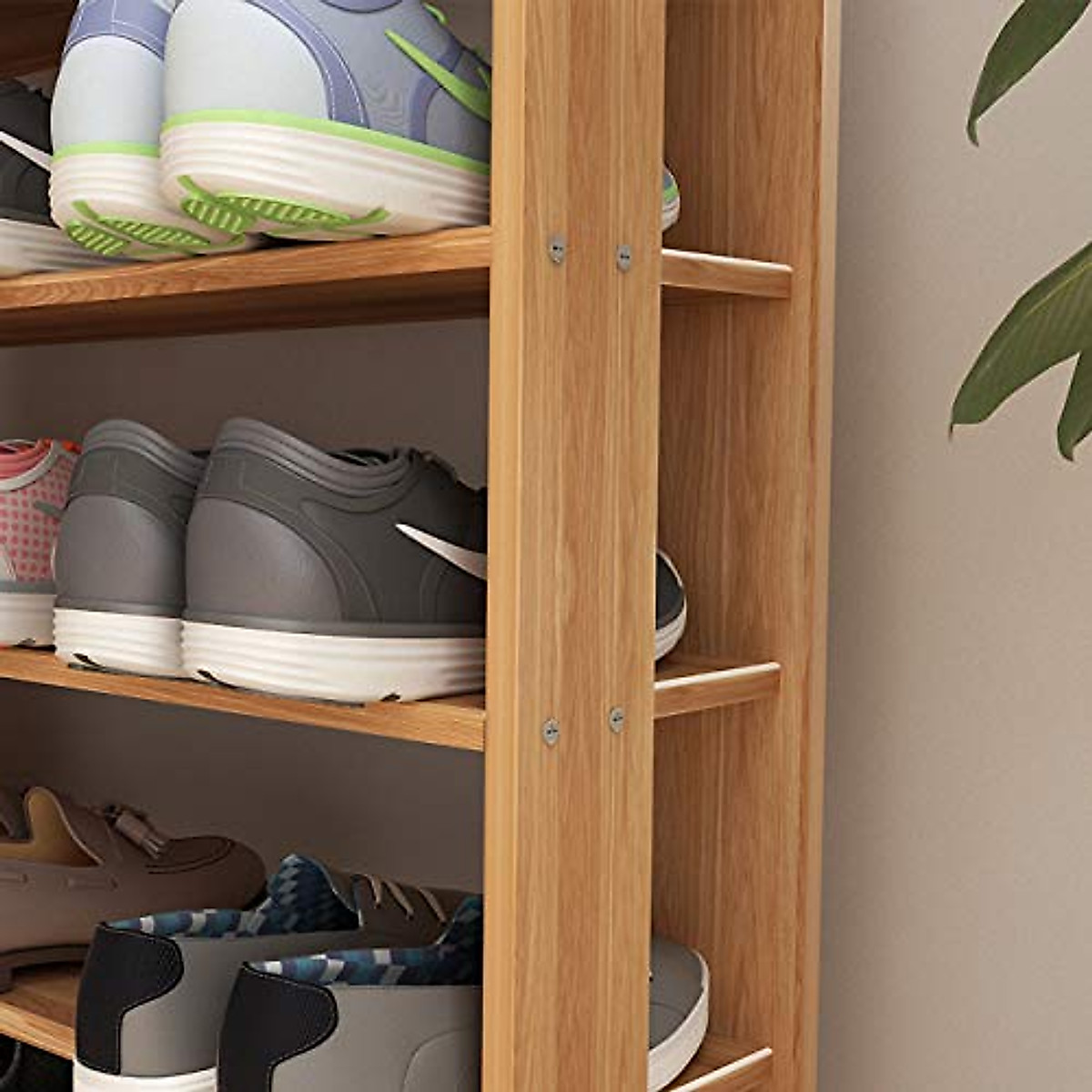 SogesGame 5-Tier Shoe Rack 29.5inch Wooden Shoe Storage Shelf Shoe Organizer for Entryway,Teak,L24-TK-S8-US