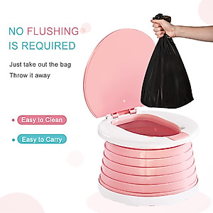Travel potty for toddlers, Portable Potty for Toddlers Foldable Kids Training Toilet Seat for Boys Girls Baby Carry Potty Children Car Potty Chair for Camping Park with 3 rolls bag（Pink）