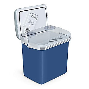 K-Box Electric Cooler and Warmer for Car and Home - 34 Quart (32 Liter) - Dual 110V AC House and 12V DC Vehicle Plugs (Blue)