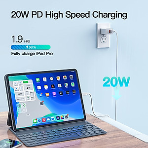 20W Dual Port Fit for iPad Air Charger Fast Charging - (Fit for iPad Air 4th/5th Generation 10.9 inch Gen 2022 2020 A2589 A2591 A2324 A2072 A2316 Charging Cable Power Supply Adapter Cord)