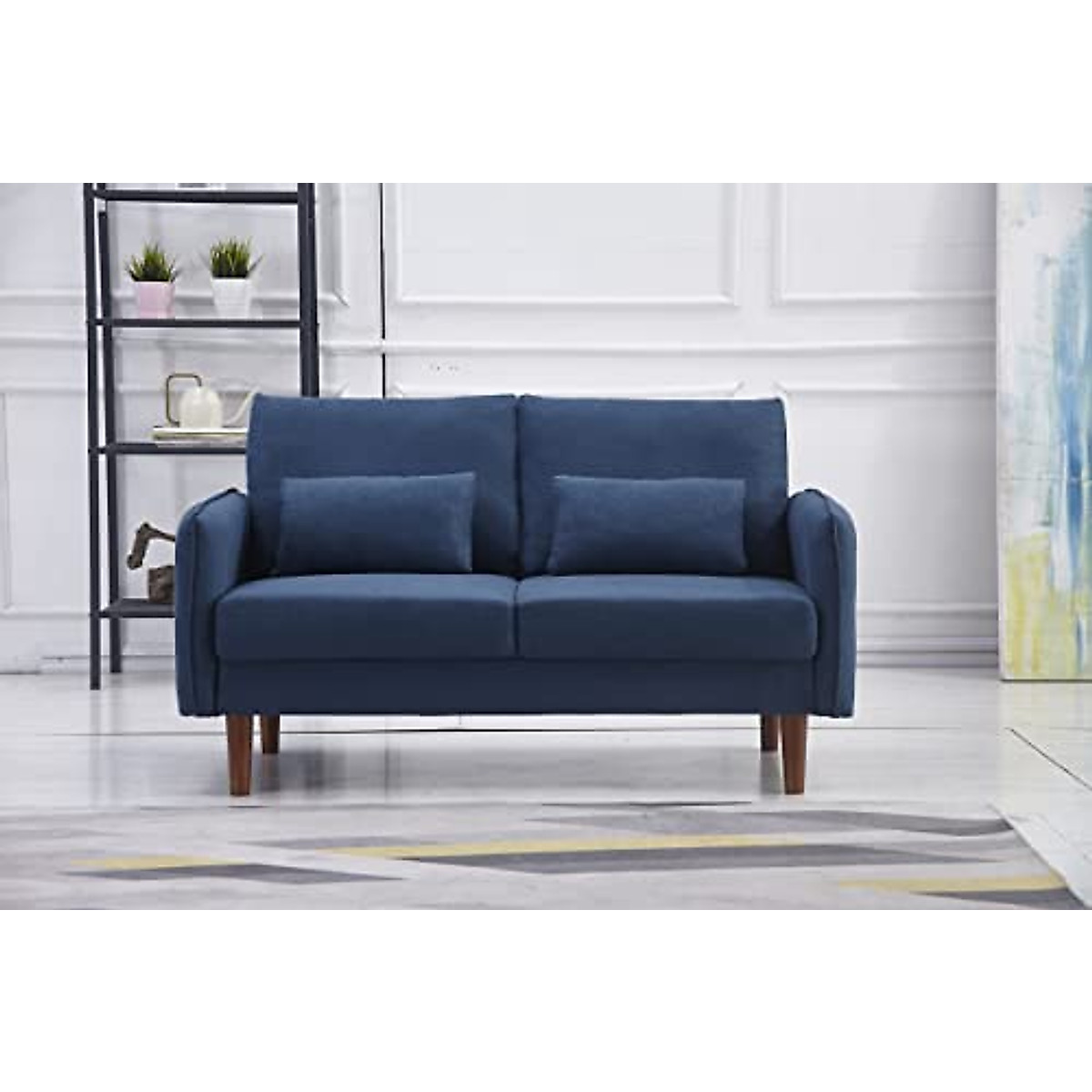 Cinnic Sofa Couch, Modern Decor Fabric Sofa, Couch Furniture Suitable for Small Spaces Living Room, Soft Fabric Upholstery, Easy, Tool-Free Assembly (Loveseat, Blue)