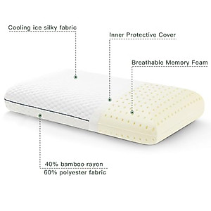 OTOSTAR Memory Foam Pillow, Cooling & Ventilated Bed Pillow with Washable Cooling Pillow Cover, Breathable Memory Foam Pillow for Sleeping, 1 Pack Queen Size