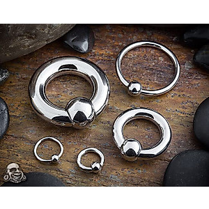 PAIR 00G SPRING LOADED CAPTIVE BEAD RING STEEL BIG GAUGES PRINCE ALBERT JEWELRY Style 88888-1822