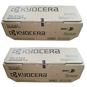 Kyocera 1T02T90US0 Model TK-3162 Black Toner Kit, Compatible with ECOSYS P3045dn Monochrome Laser Printer, Up to 12500 Pages Yield (Pack of 2)