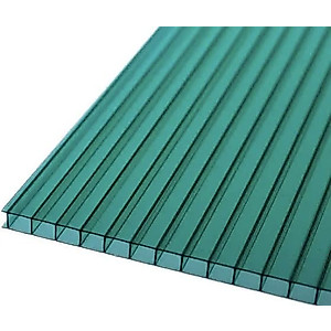 Twin Wall 8mm Polycarbonate Panel -Sheet - Cold-Flexible, Clear, Strong， Shatterproof - All-Weather Outdoor Garden and Greenhouse Covering (2' (W) X 4' (L), Green)