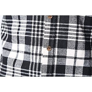 NUTEXROL Men's Casual Flannel Plaid Shirt Sleeveless Cotton Plus Size Vest X-Large Black and white