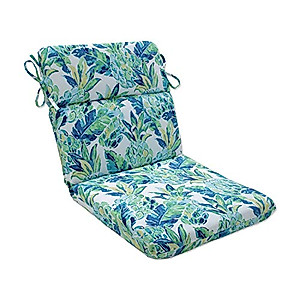 Pillow Perfect Outdoor/Indoor Vida Opal Round Corner Chair Cushion, 40.5" x 21", Blue