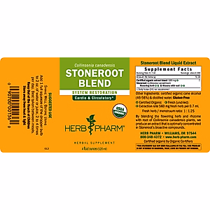 Herb Pharm Certified Organic Stoneroot Blend Liquid Extract for Cardiovascular and Circulatory Support-4 oz