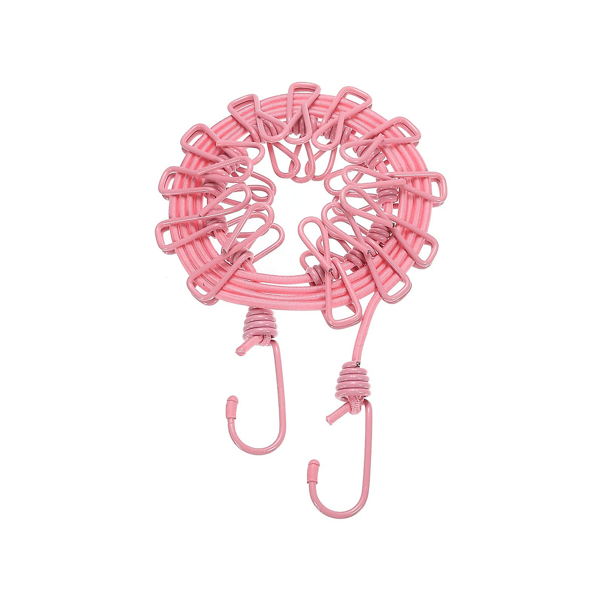 uxcell Travel Clothesline, Portable Clothesline with 12 Clothespins, 1.8M/5.9ft Windproof Stretchy Elastic Laundry Clothes Line for Backyard Hotel Camping Indoor Outdoor, Pink