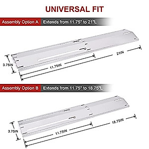 Universal Grill Heat Plates Heat Tents Heat Shields for Gas Grill, Adjustable Barbecue BBQ Grill Flame Tamers Burner Covers Heat Deflectors, Stainless Steel Gas Grill Replacement Parts, 5-Pack