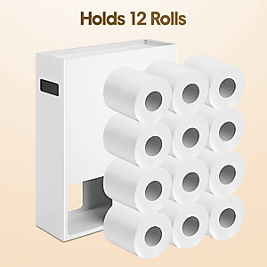 Toilet Paper Storage Organizer, Toilet Paper Holder Dispenser, 12 Rolls Compatible, White