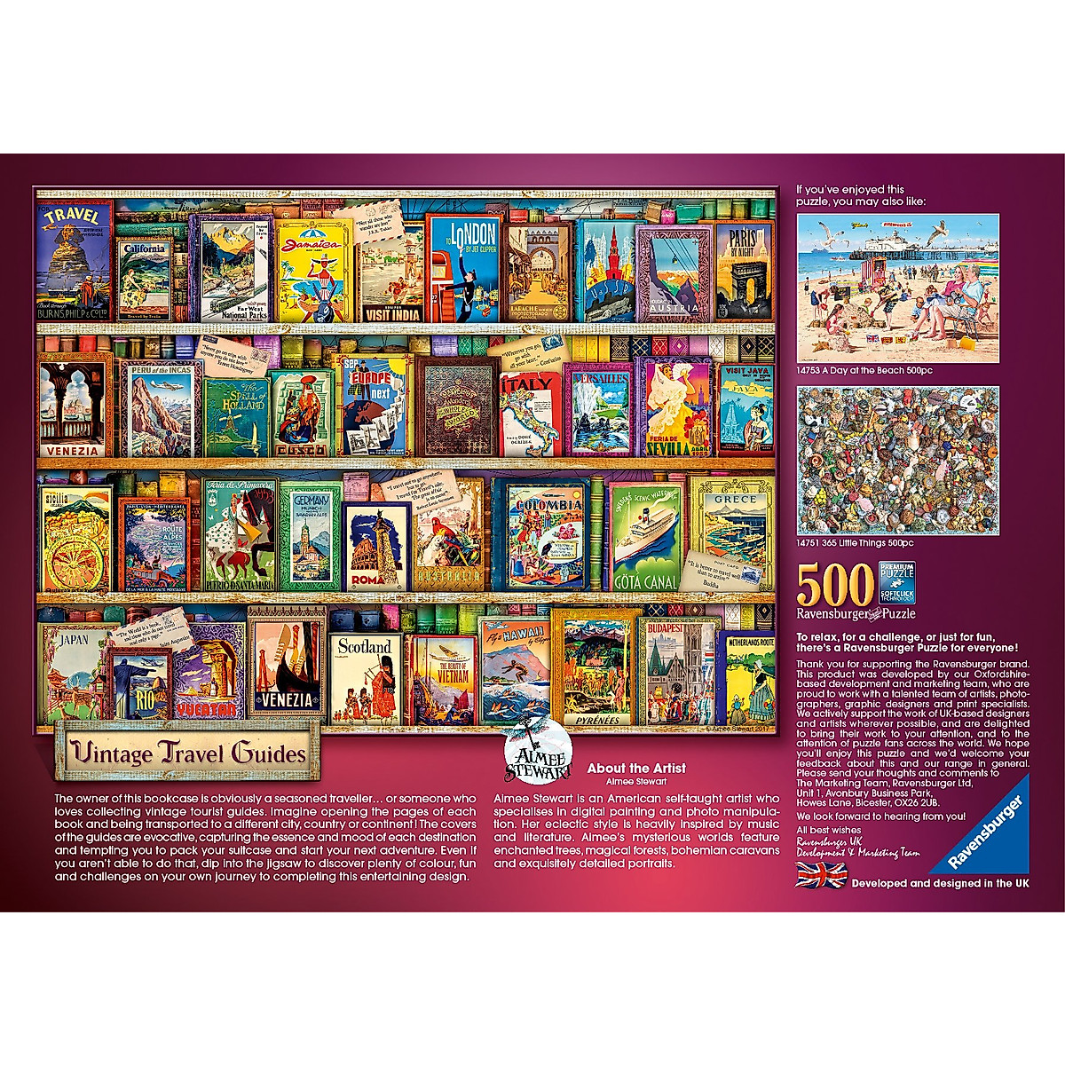 Ravensburger Vintage Travel Guides 500 Piece Jigsaw Puzzle for Adults & for Kids Age 10 and Up