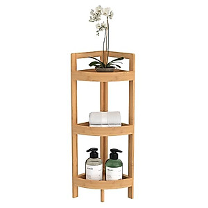 ClosetMaid Corner Shelf, 3 Tiers with Display Shelves, Floor Standing Bookshelf, Small Space Shelving Unit, Plant Stand, Bamboo Wood