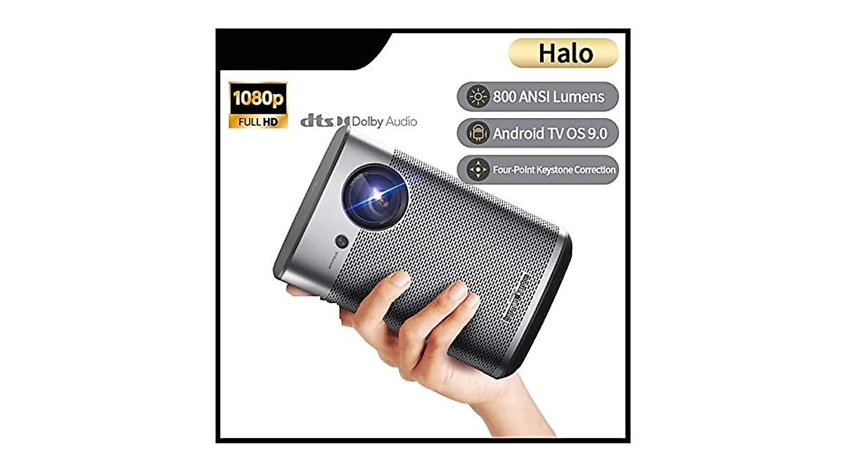 Portable Halo Mini Projector with 1080P & 17100mAh Battery