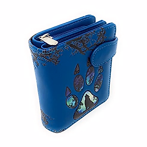 Shag Wear Wolf Paw Small Animal Wallet for Women and Teen Girls Vegan Faux Leather 4.5" Blue