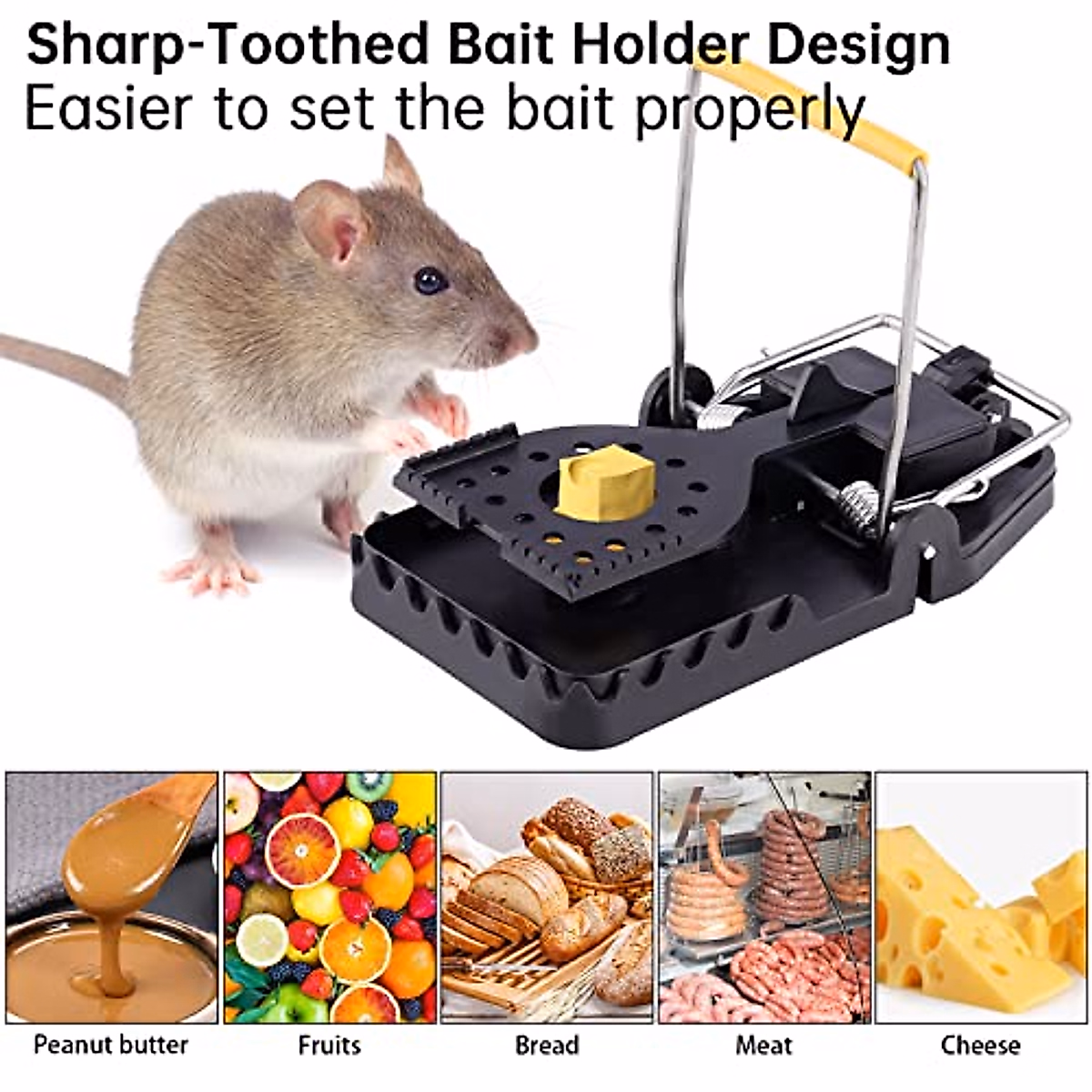 NiHome Rat Snap Trap 6-Pack Rat Trap Indoor Outdoor Humane Powerful Kill Animal Trap Easy Setup Metal Strike Bar Spring-Loaded Safe Large Mousetrap for Big Rats Rodent Trap for House Chipmunk Squirrel