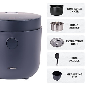 Hakka Low Carb Rice Cooker, 7 Functions Desuger Rice Pot 4 Cups Uncooked Rice with Stainless Steel Steamer MINI Smart Cooker Non-stick Inner 24H Delay Timer