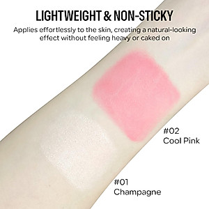 KYDA 2 Colors Liquid Blush and Highlighter, Natural Matte Face Blush High Glossy Liquid Illuminator, Silky Lightweight Blendable, Cool Pink & Champagne