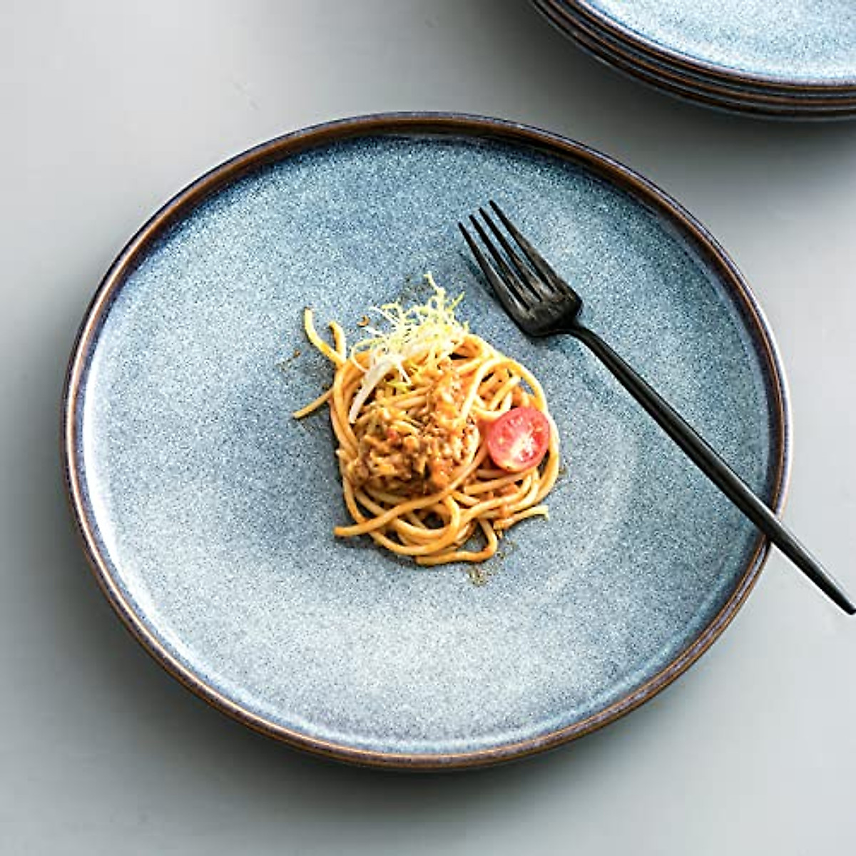 UNICASA Ceramic Large Dinner Plates - 11 Inch Dessert, Salad Plate Set of 4 for Steak, Pasta, Dinnerware Sets, Scratch Resistant - Porcelain Serving Dishes, Dishwasher & Microwave Safe (Blue)