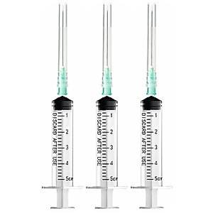 5ml Disposable Syringes with 21Ga 1.5 Inch Needle Dispensing Tools Industrial Lab Supplies,Individual Package (20)
