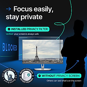 VINTEZ Universal Acrylic 26, 27 Inch Computer Privacy Screen Filter for Widescreen Computer Monitors - 24.1" x 15.1" (612 x 384 mm) - Monitor Frame Hanging Type