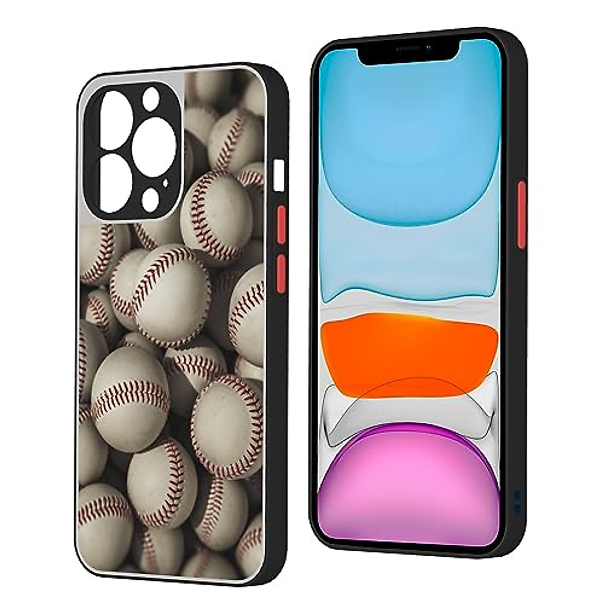 EMPYRI Baseball Printed Frosted Phone Case for iPhone 13 Pro Max-6.7 Inch, Shockproof Phone Cover with Wireless Fast Charging, Acrylic Back, Not Yellowing