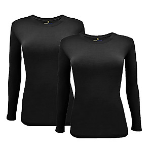Natural Uniforms Women's Long Sleeve Tee Shirt Underscrub-2-Pack (Small, 2 Pack Black)