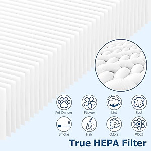 ROMON HSP001 Filter Replacements for HSP001 Smart Air Purifier, 4-in-2 Filtration Activated Carbon Pre-Filter and H13 True HEPA Filter, 2 Set