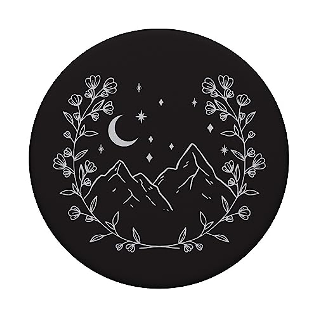 Ghost White - Boho Floral Moon Mountain PopSockets Swappable PopGrip