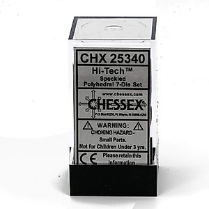 DND Dice Set-Chessex D&D Dice-16mm Speckled Hi-Tech Plastic Polyhedral Dice Set-Dungeons and Dragons Dice Includes 7 Dice - D4 D6 D8 D10 D12 D20 D% (CHX25340)