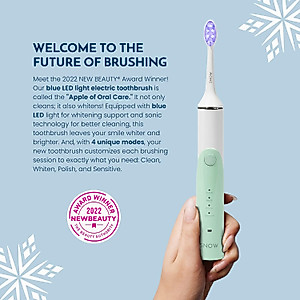 Snow LED Electric Toothbrush - Rechargeable Electronic Brush for Adults - Sonic Technology w/LED Light Whitening & Cleaning Powered w/Sonic Technology for Oral Routine Sea Breeze Green