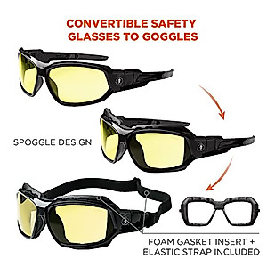 Ergodyne - 56050 Loki Yellow Lens Safety Glasses, Yellow Lens, Black Frame