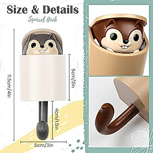 4 Pieces Squirrel Shape Adhesive Hook for Living Room Bedroom ORNOOU Cute Cartoon Creative Home Decoration Wall Hooks