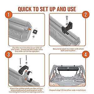 kemimoto UTV Soundbar SXS Sound Bar X3 Speaker- 28 Inches Wide, IPX5 Waterproof, Bluetooth Compatible, Amplified, USB, AUX Input, 4X Speakers, 2X Tweeters Adapt to 1.56"-2.25" Roll Bar