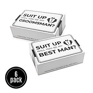 Pop Fizz Designs Groomsmen Box (6 pack) Groomsman Gift I Groomsmen Proposal Box | Groomsmen Gift Box Set | Will You Be My Groomsman? | Will You be My Best Man? | Tuxedo Style