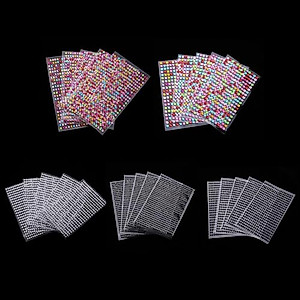 DTOWER 5 Pcs Sparkling Crystal Rhinestone Gem Adhesive Stickers 3mm, Mixed Color, 6mm 5 Pcs