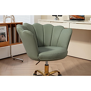 hegmentine Modern Home Office Chair Desk Chair Task with Wheels Swivel Vanity Chair Makeup Chair Height Adjustable Chairs Velvet Living Room, Bedroom (Olive Green)