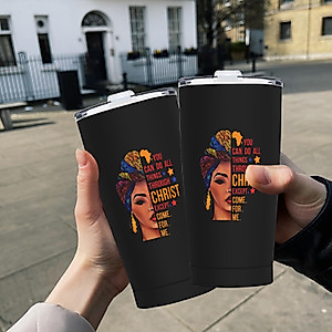 Yipaidel 20oz Inspirational Travel Coffee Mug for African American Women - Tribal Design with Uplifting Quotes, Gift for Sister, Mom, Best Friend, Coworker, Ideal Mothers Day Gift from Daughter