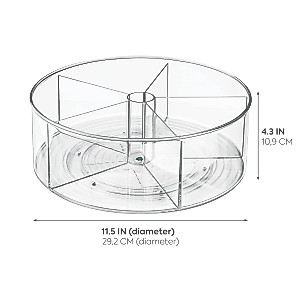iDesign Recycled Plastic Lazy Susan Turntable Organizer Pantry, Bathroom, General Storage and More, The Linus Collection, 11.5", Clear