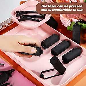 40 Pieces Sponge Hair Rollers Satin Rollers Silk Foam Rollers Women Hair Curlers with Duck Teeth Clips for Hairdressing Styling(0.98 Inch,Black)