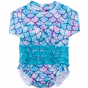 BFUSTYLE Baby Toddler Girls Long Sleeve One Piece Mermaid Swimsuit with UPF 50+ Sun Protection Purple Aqua Mint Lavender Jasper 3-6 Months