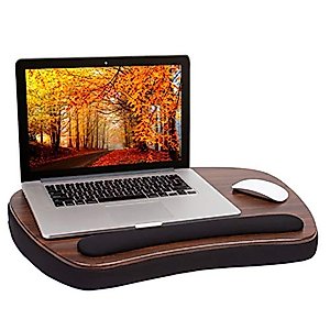 Sofia + Sam Oversized Lap Desk with Memory Foam Cushion | Wrist Rest Cushion | Fits Laptops Up to 17" | Brown and Black | Computer Lap Tray | Portable Home Office Workstation