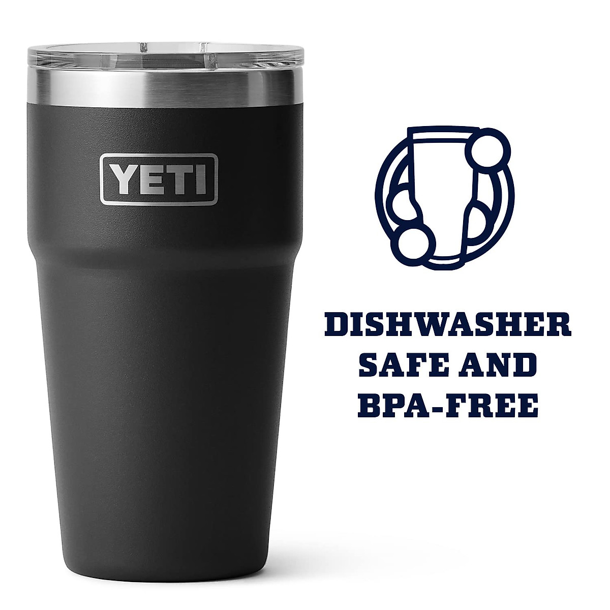 YETI Rambler Stackable Pint, Vacuum Insulated, Stainless Steel with MagSlider Lid, Black